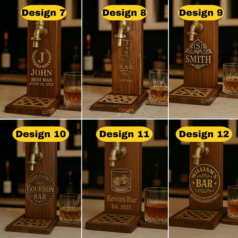 Personalized Last Name Whiskey Dispenser – Rustic Wooden Liquor Holder ...