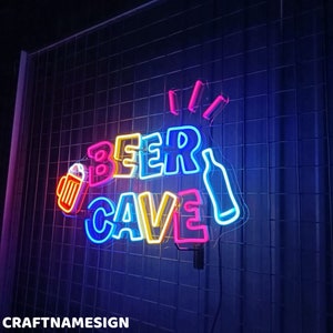Beer Cave Neon Sign, Beer Cave Neon Sign, Custom Neon Sign, Bar Neon ...