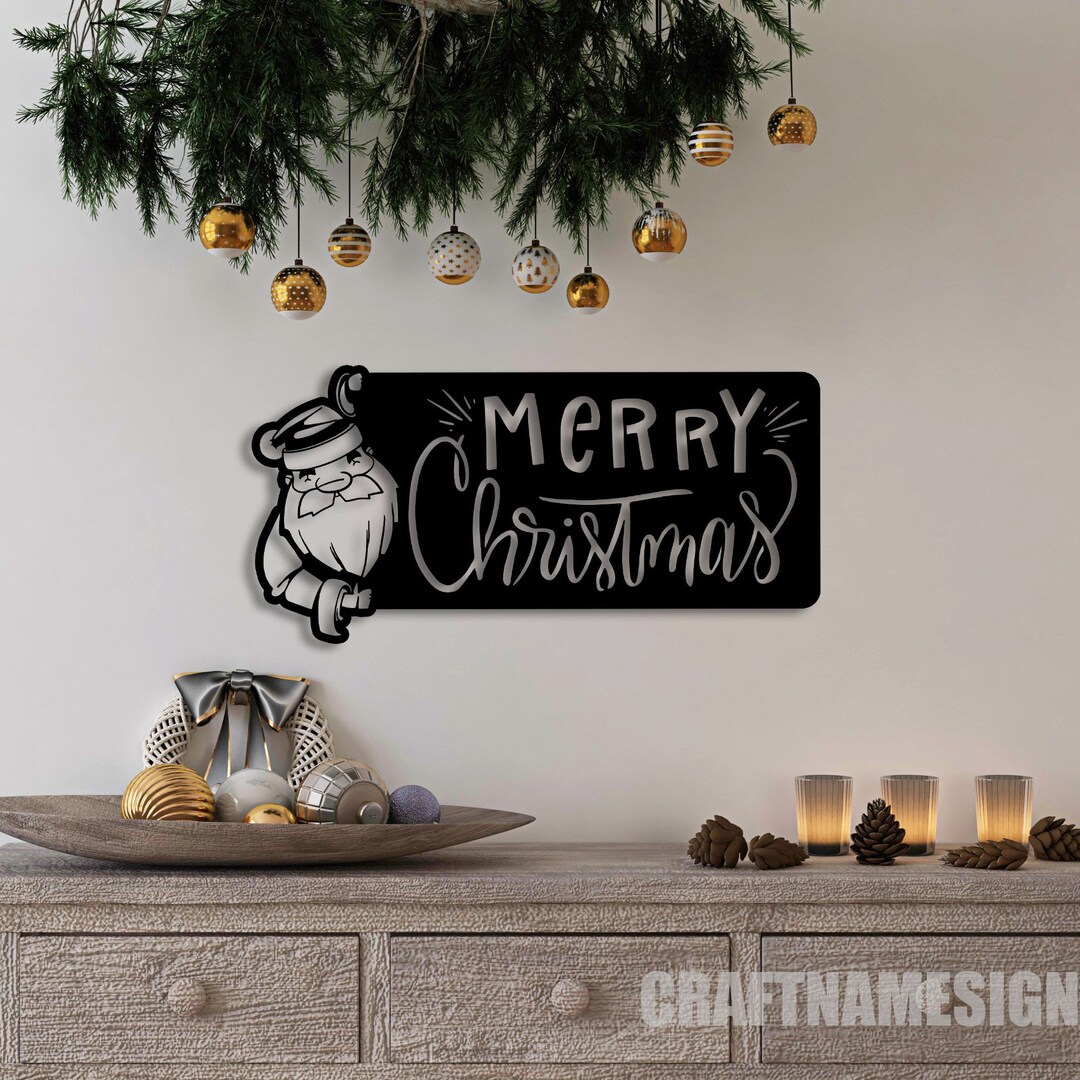 Merry Christmas With Santa Claus Metal Wall Art Led Light, Christmas ...