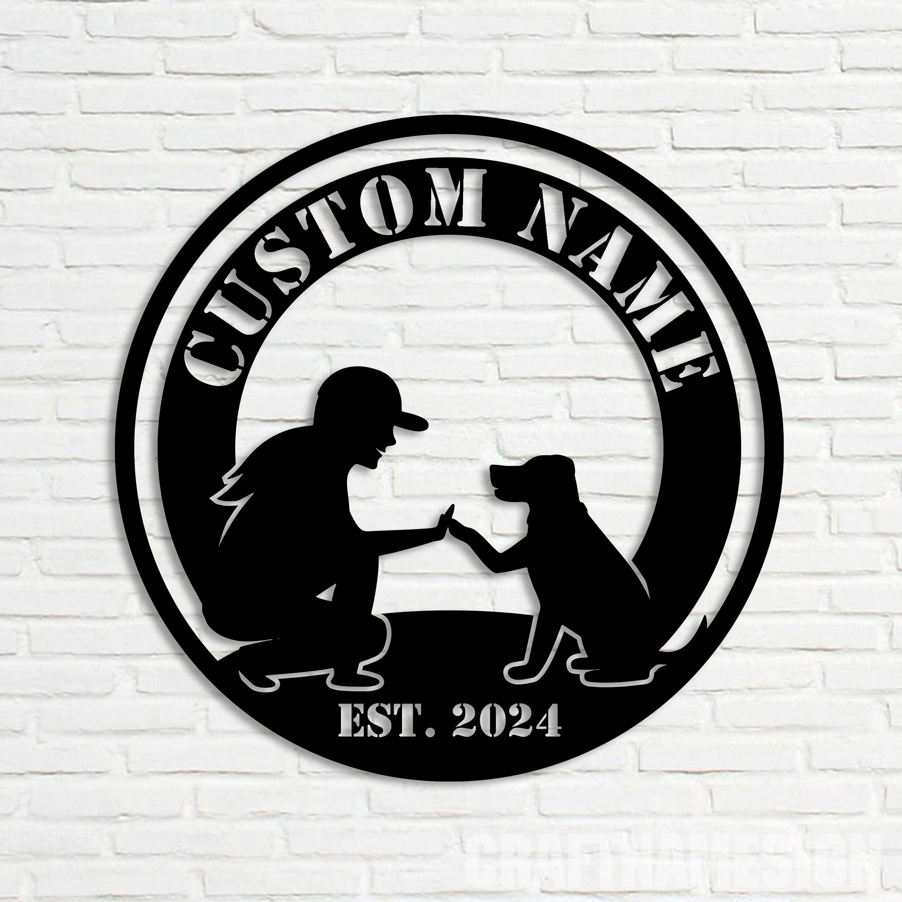 Custom Trainer Dog Metal Wall Art LED Light, Personalized Trainer Dog ...