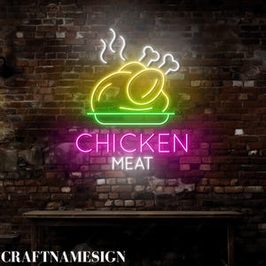 Chicken Meat Neon Sign, Chicken Butcher Shop Led Sign, Custom Neon Sign ...