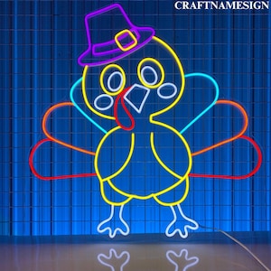 Colorful Turkey Neon Sign, Thanksgiving Turkey Chicken Led Sign, Turkey ...