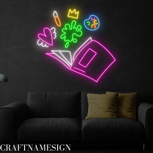 Read Book Abstract Neon Sign, Reading Books Led Sign, Custom Neon Sign ...