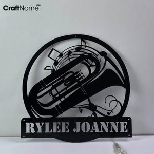 Custom Tuba Metal Wall Art LED Light, Personalized Tuba Musician Sign ...