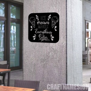 Ice Cream Shop Metal Wall Art With LED Lights, Ice Cream Lovers Home ...