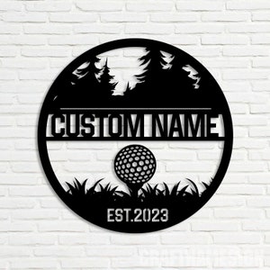 Personalized Golf Metal Name Sign, Custom Golfer Metal Wall Art ...