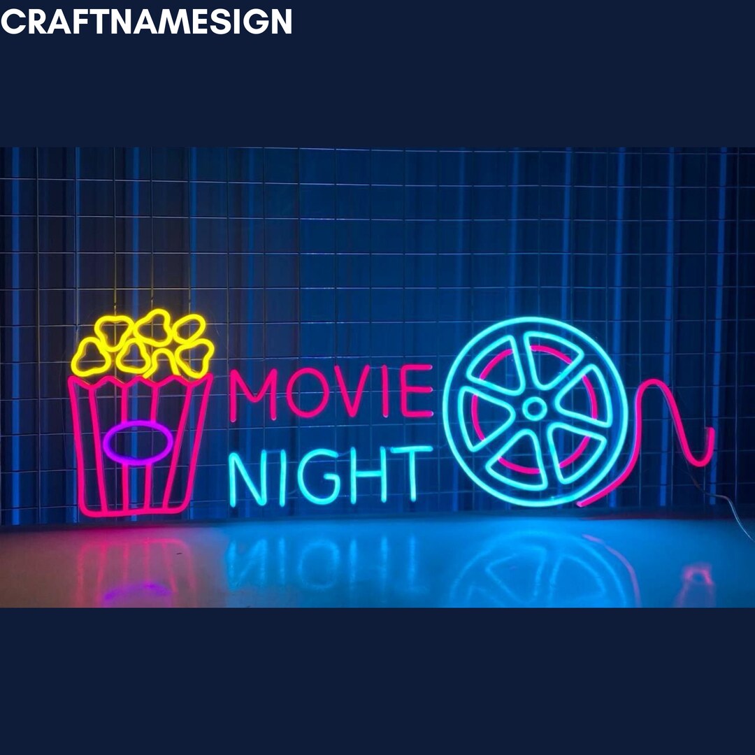 Movie Night Neon Sign, Movie Cinema Led Sign, Custom Neon Led Light ...
