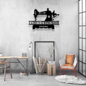 Custom Sewing Machine Metal Wall Art LED Light - Personalized Sew ...