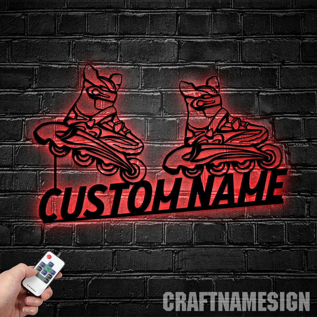 Custom Roller Skating Metal Sign, Roller Skates Sport Led Sign ...