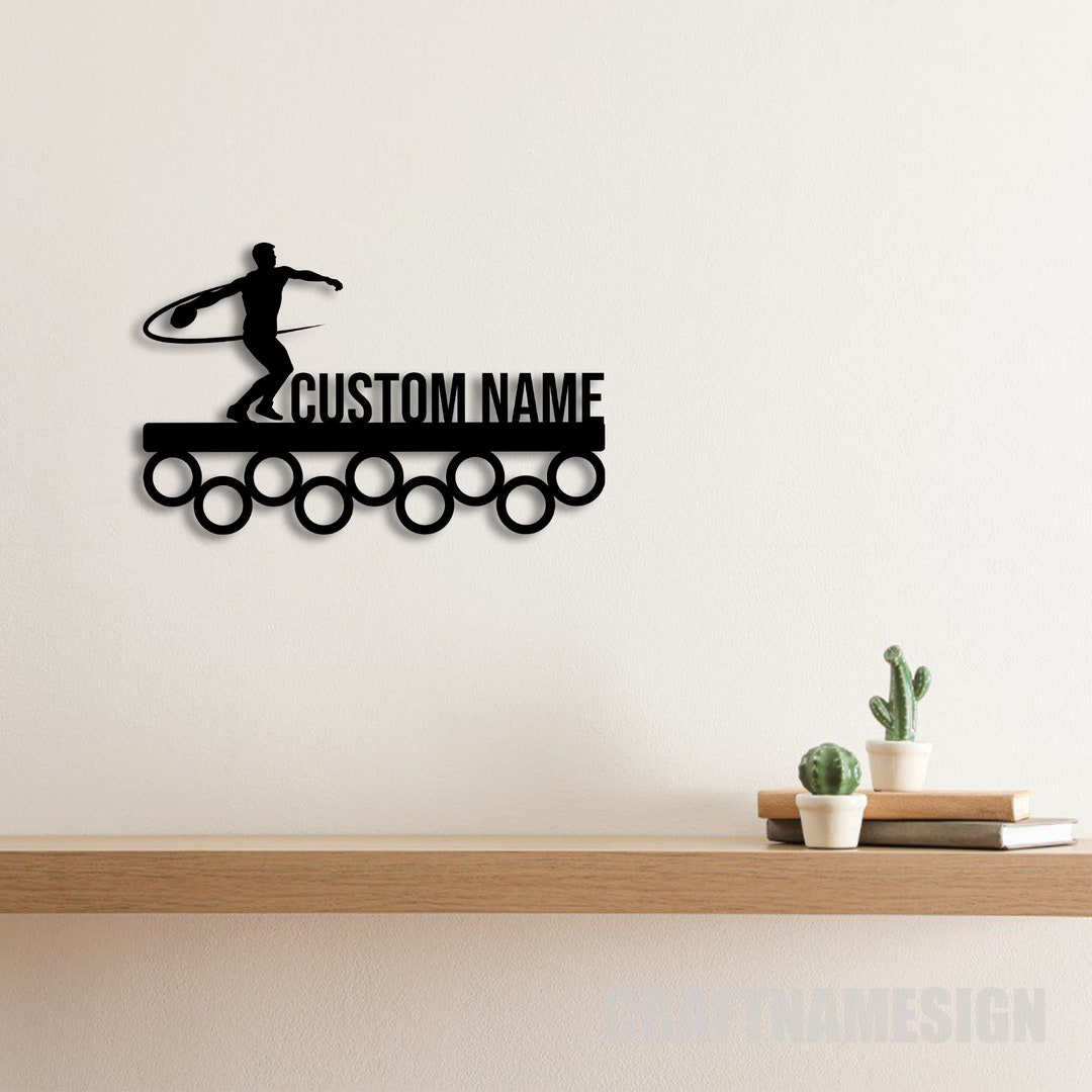 Custom Metal Man Discus Thrower Medal Hanger Wall Art Led Light, Man ...