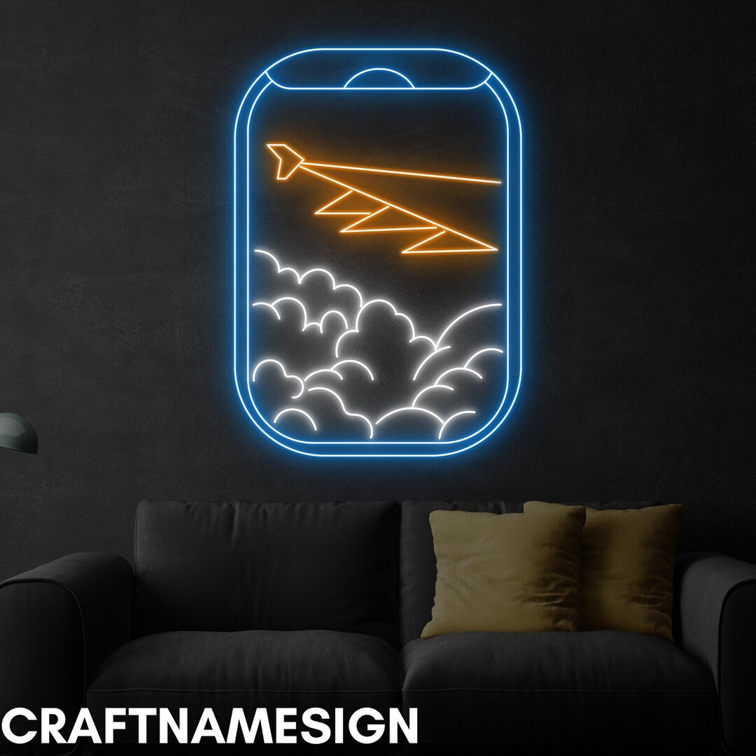 Airplane Window Neon Sign, Airplane Window Sky View Led Sign, Custom ...