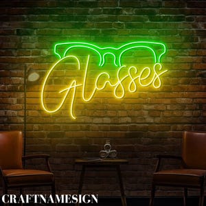 Glasses Neon Light, Sunglasses Eyewear Optometry Clinic Wall Led Light ...