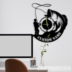 Custom Fisherman Metal Wall Clock, Wall Clock Unique for Home Decor and ...