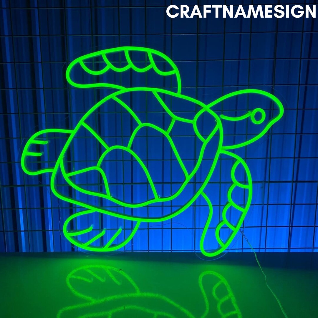 Turtle Swimming Neon Sign, Turtle Line Led Sign, Custom Neon Sign, Sea ...