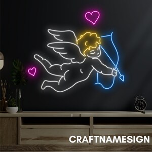Cupid Angel Neon Sign, Cupid Love Angel Led Sign, Custom Neon Sign ...