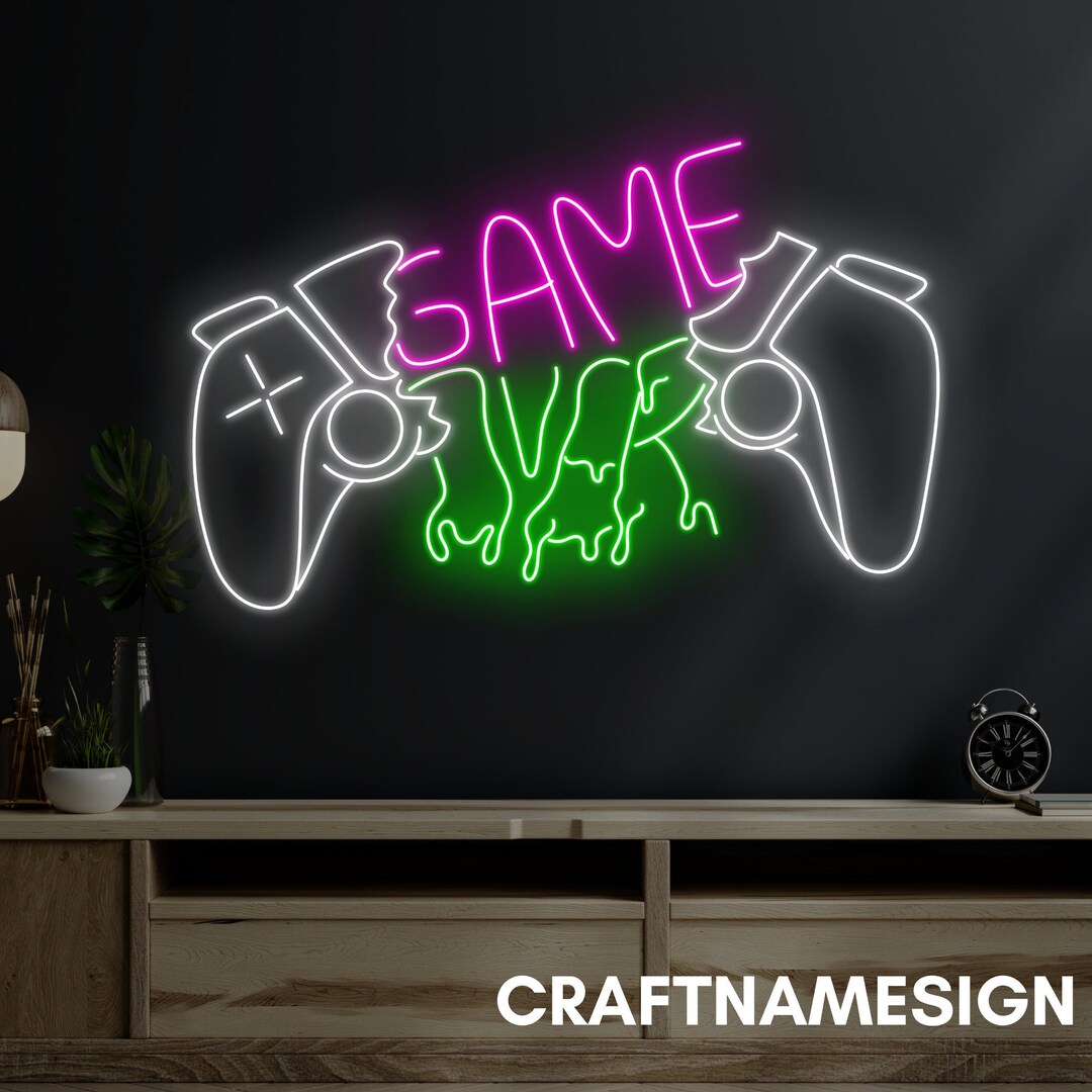 Game Over Neon Sign, Game Controller Led Sign, Custom Neon Sign, Game ...