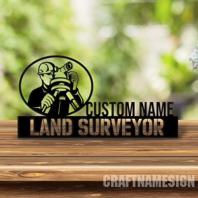 Custom Land Surveyor Desk Name Plate, Land Surveyor Metal Nameplate for ...