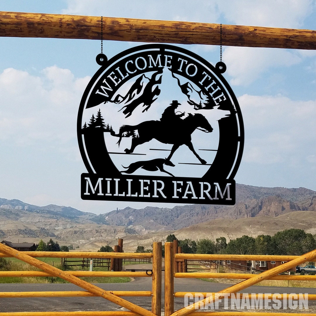 Personalized Outdoor Metal Horse Farm Sign, Metal Name Sign Outdoor ...