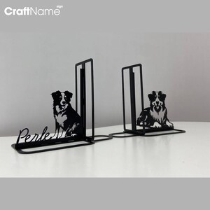 Personalized Australian Shepherd Metal Bookend, Custom Dog Name Book ...