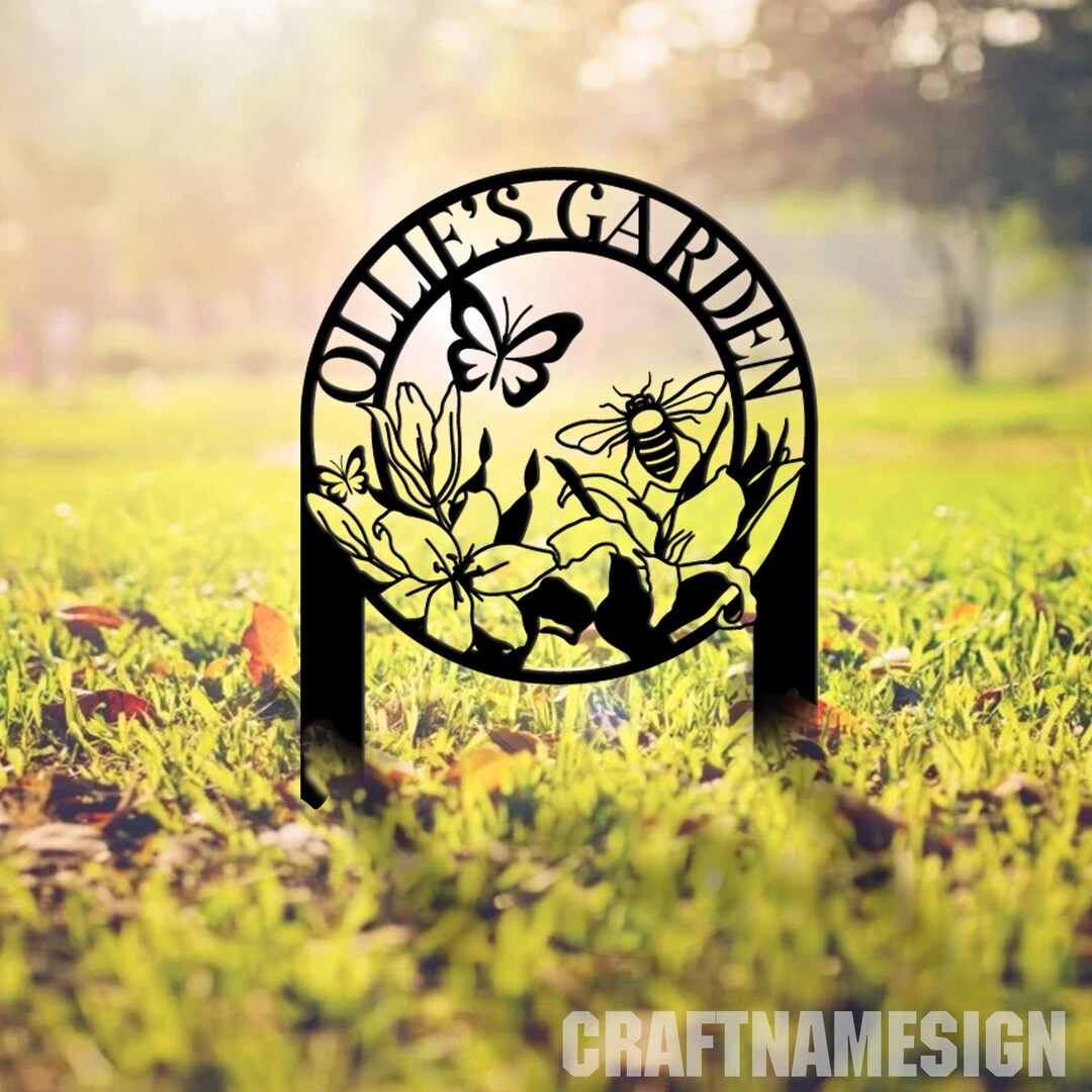 Custom Butterfly Bee Garden Garden Stake Decor, Butterfly Flower Bee ...