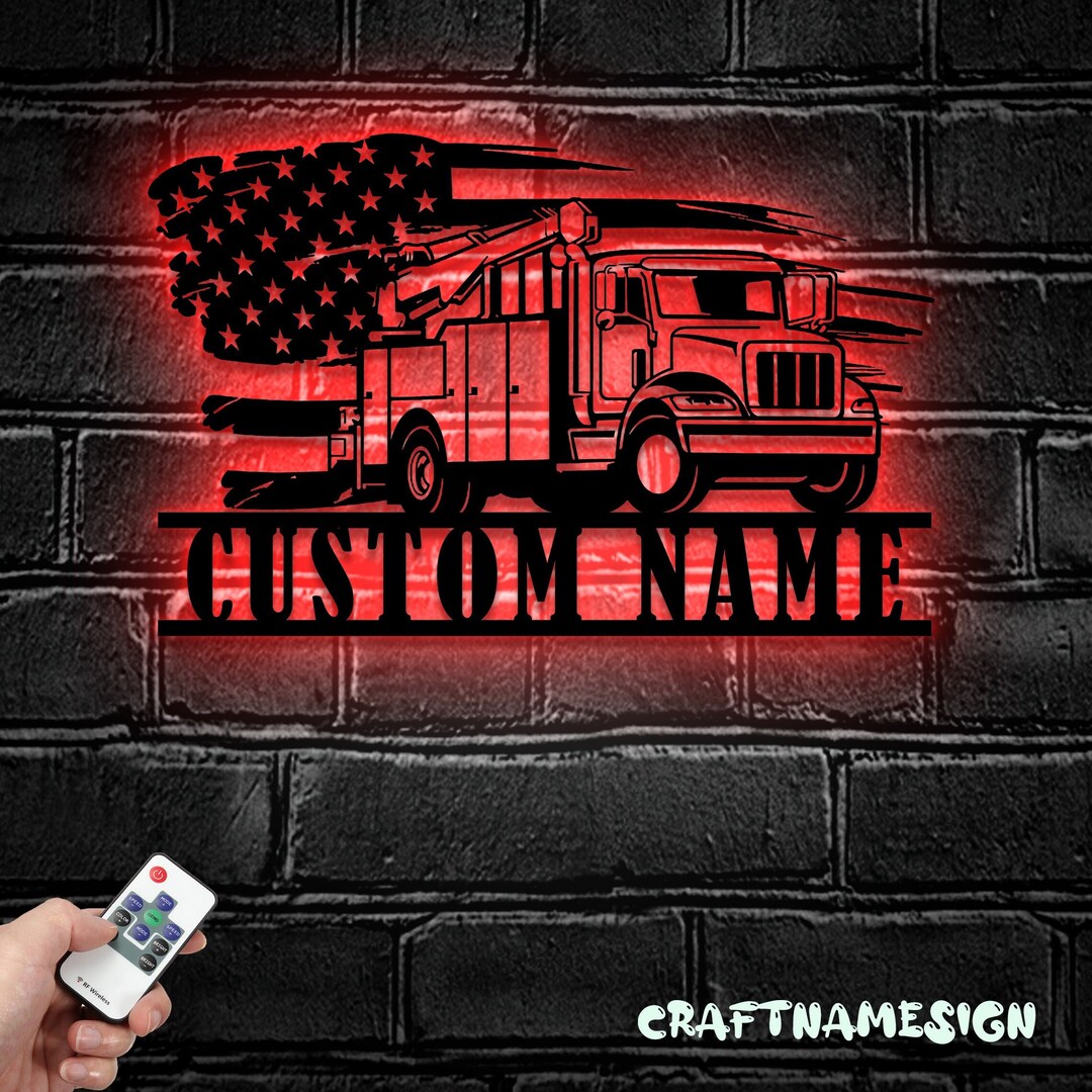 Custom US Rotator Tow Truck Driver Metal Wall Art LED Light ...