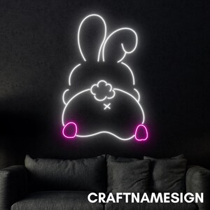 Cute Bunny Butt Neon Sign, Rabbit Butt Led Sign, Custom Neon Sign ...