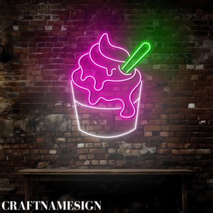 Ice Cream Cup Led Sign, Ice Cream Dessert Neon Sign, Custom Neon Led ...