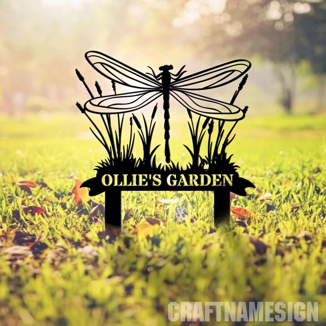 Personalized Dragonflies Metal Sign With Stake Decor, Dragonfly Metal ...