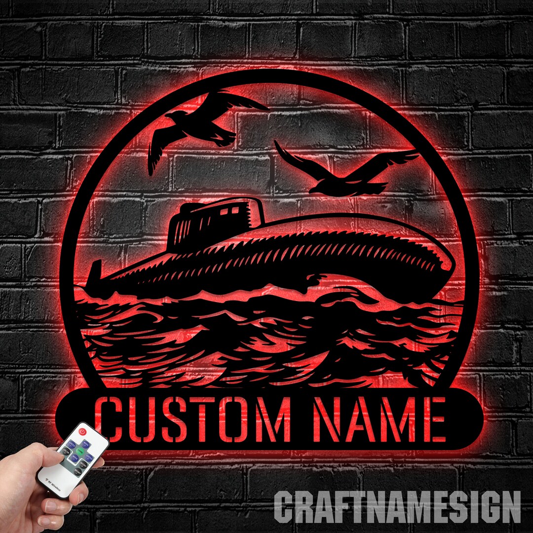 Custom Submarine Metal Sign, Submarine Metal LED Decor, Personalized ...