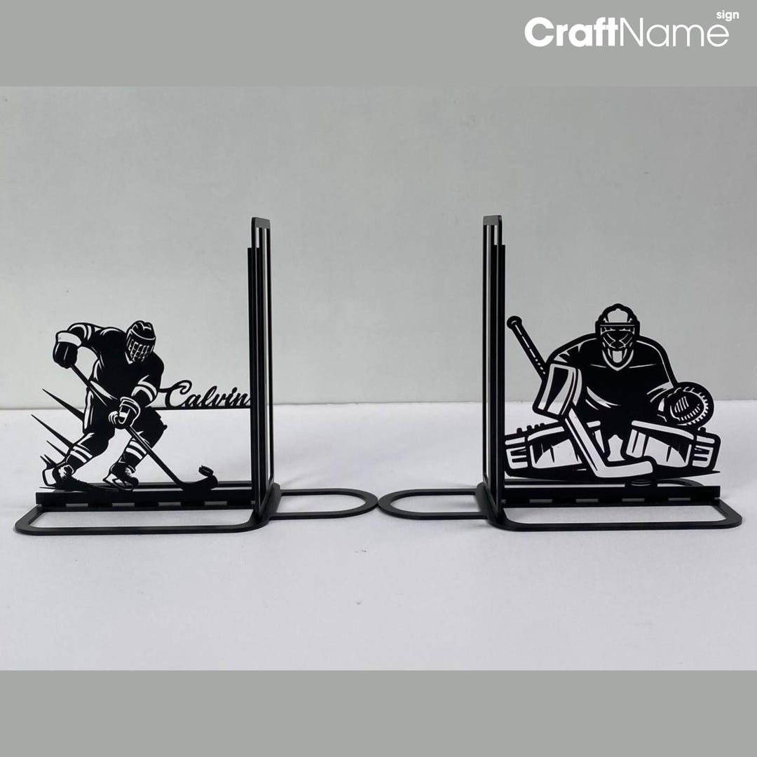 Custom Ice Hockey Player Bookend Metal Art, Personalized Ice Hockey ...