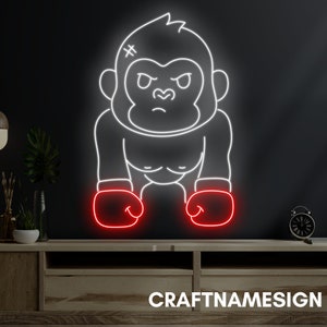 Gorilla Boxing Neon Sign, Boxing Led Sign, Custom Neon Sign, Boxing ...