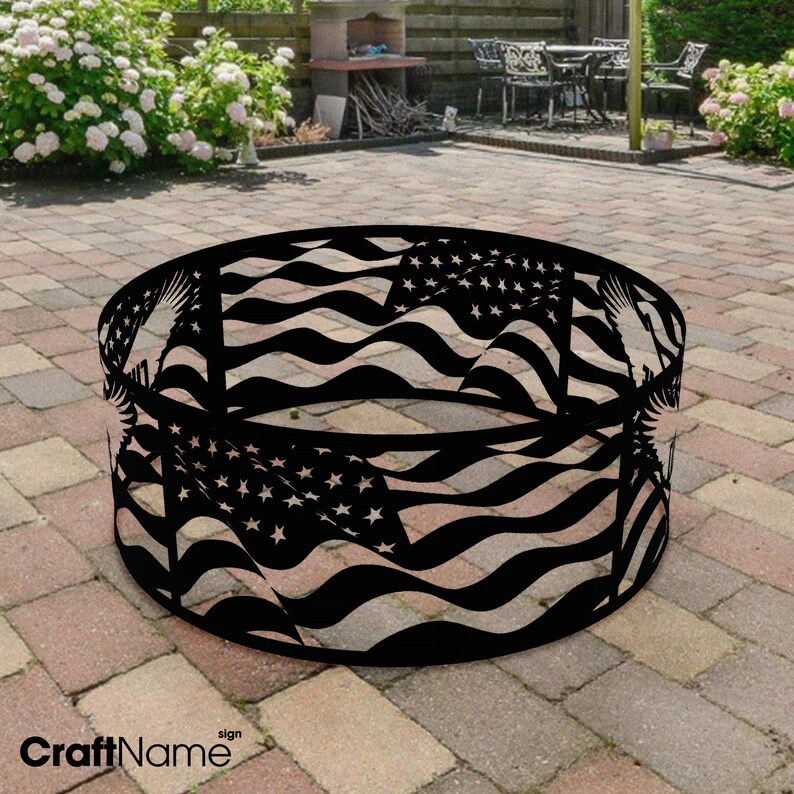 Custom US Flag Fire Ring, Personalized Metal Fire Pit, Outdoor ...