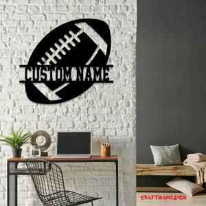 Custom American Football Metal Wall Art LED Light - Personalized Player ...