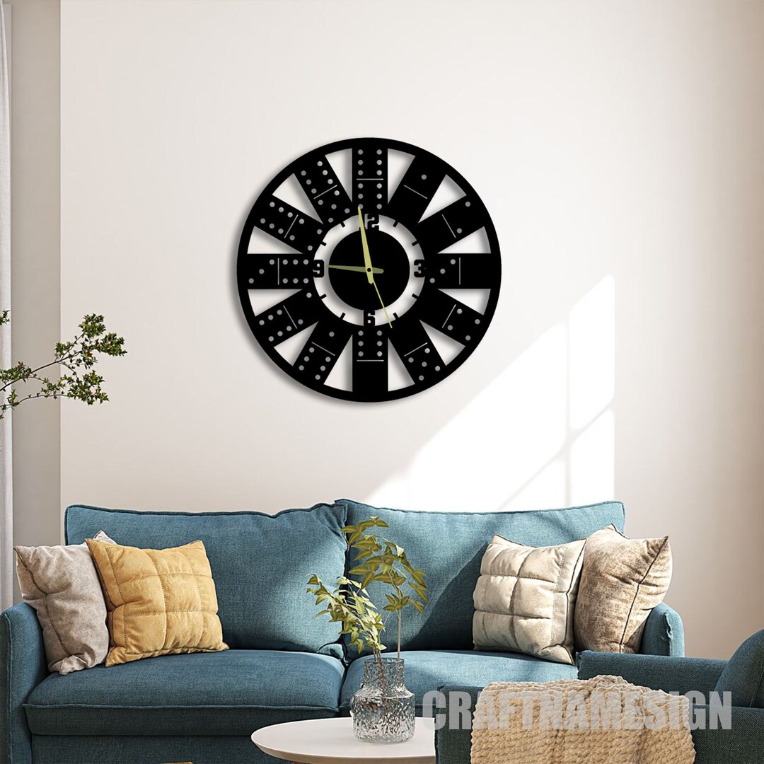 Domino Design Game Art Vinyl Metal Wall Clock, Wall Clock Unique for ...