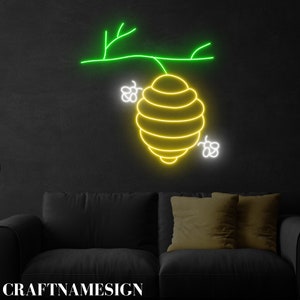 Honeycomb Bee Led Sign, Bee Honeycomb Neon Sign, Custom Neon Sign ...