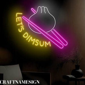 Let's Dimsum Neon Sign, Open Dim Sum Restaurant Led Sign, Custom Neon Sign, Dumpling Restaurant ...