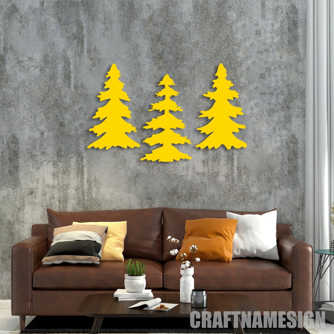 Pine Tree Metal Wall Art, Pine Tree Wall Art, 3 Panel Wall Art, Pine ...