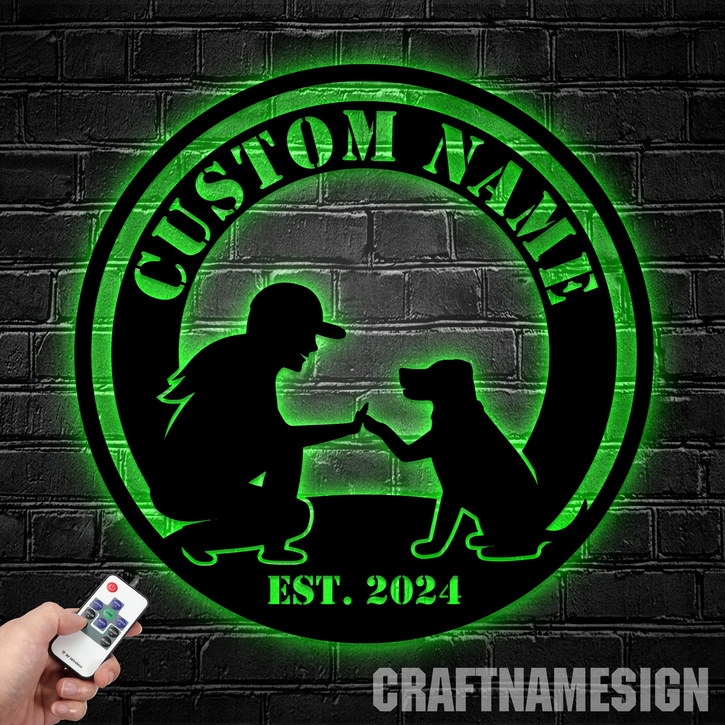 Custom Trainer Dog Metal Wall Art LED Light, Personalized Trainer Dog ...
