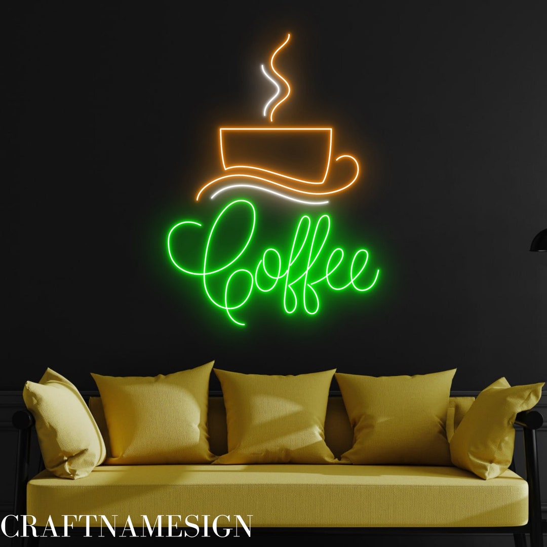Coffee Cup Neon Sign, Coffee Cup Led Sign, Custom Neon Sign, Coffee ...