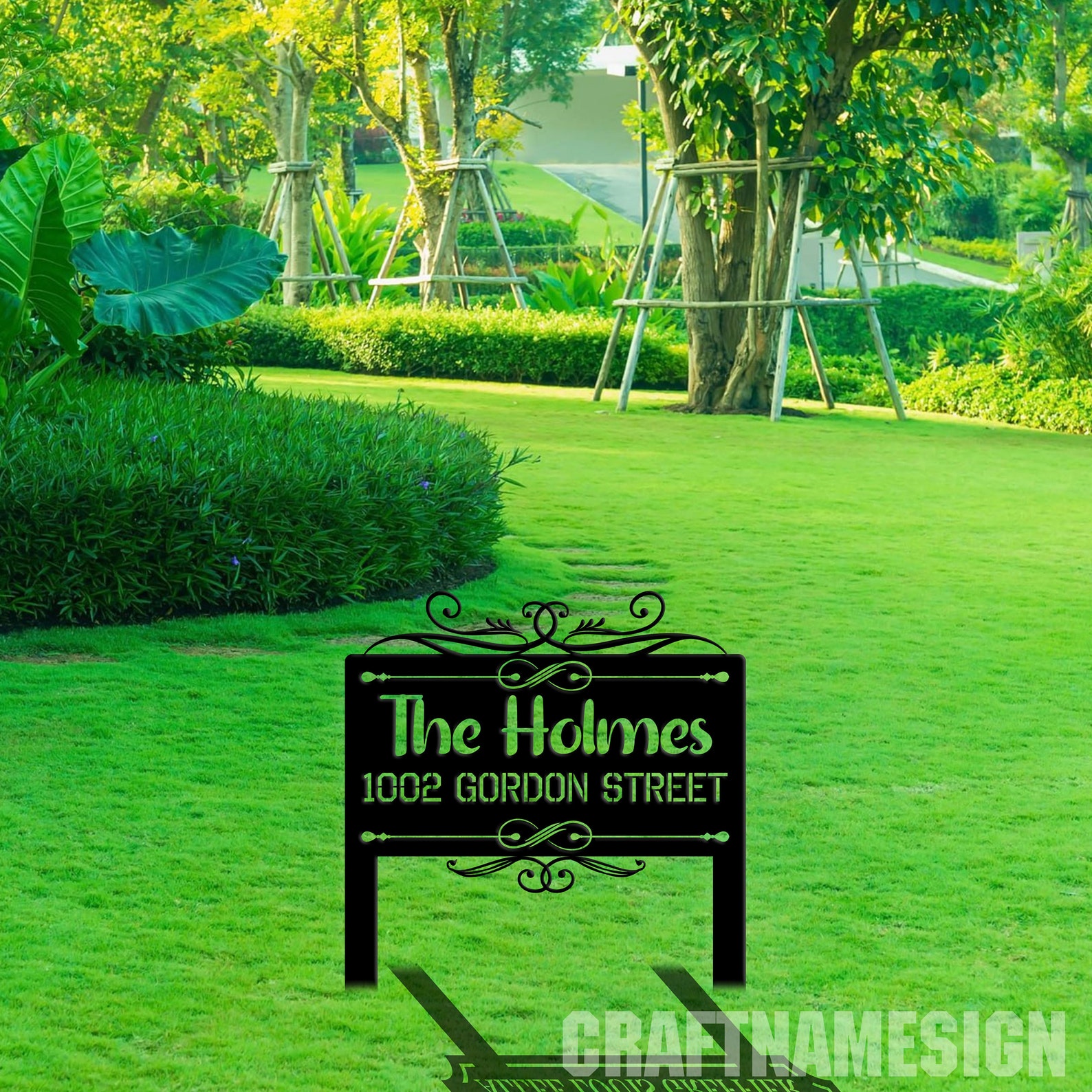 Custom Metal Adress Sign With Stakes, Home Address Sign, Metal Yard ...