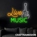 Live Music Led Sign, Guitar Neon Sign, Custom Neon Sign, Guitar Shop ...