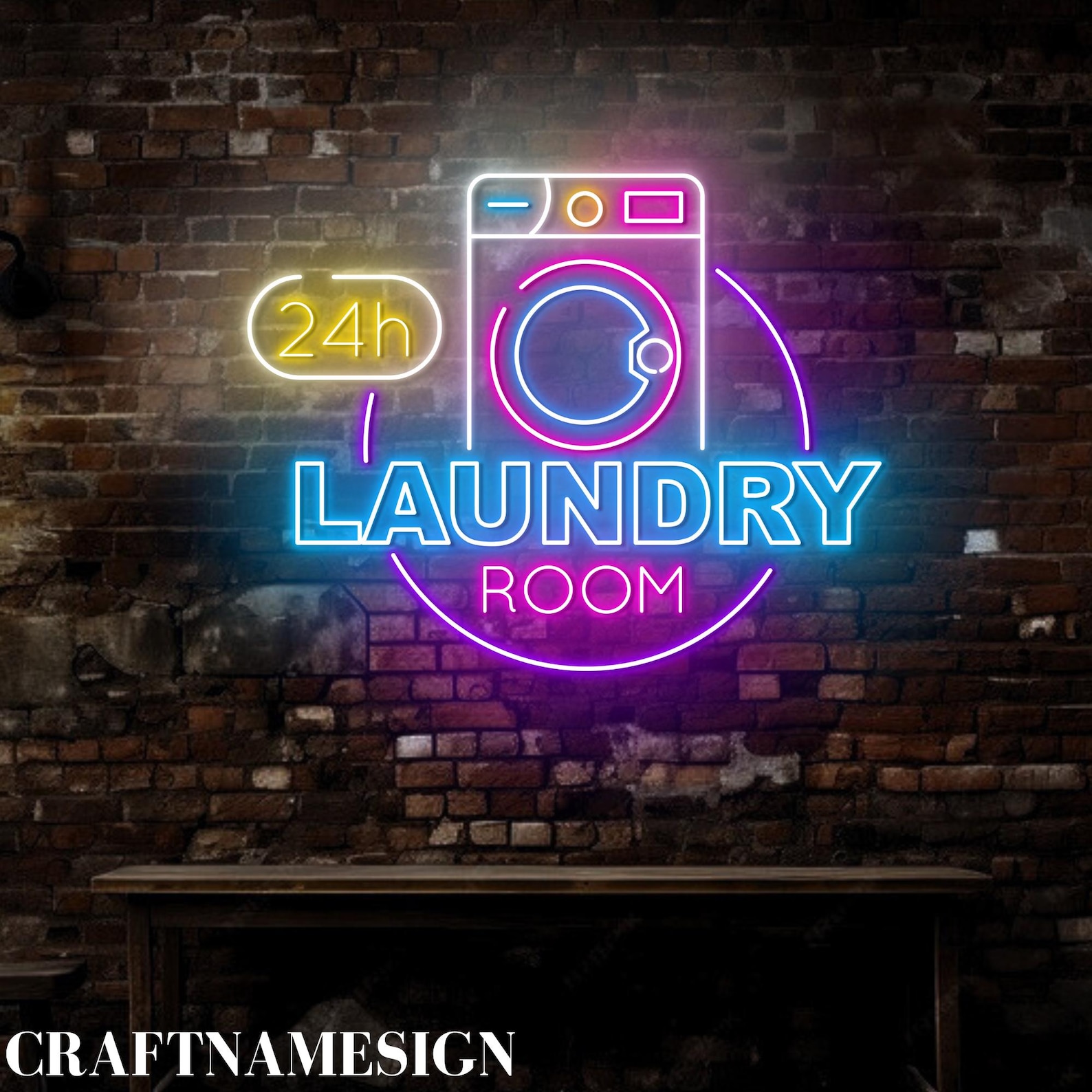 Laundry Room 24/7 Neon Sign, Laundry Service Decor, Custom Neon Sign ...