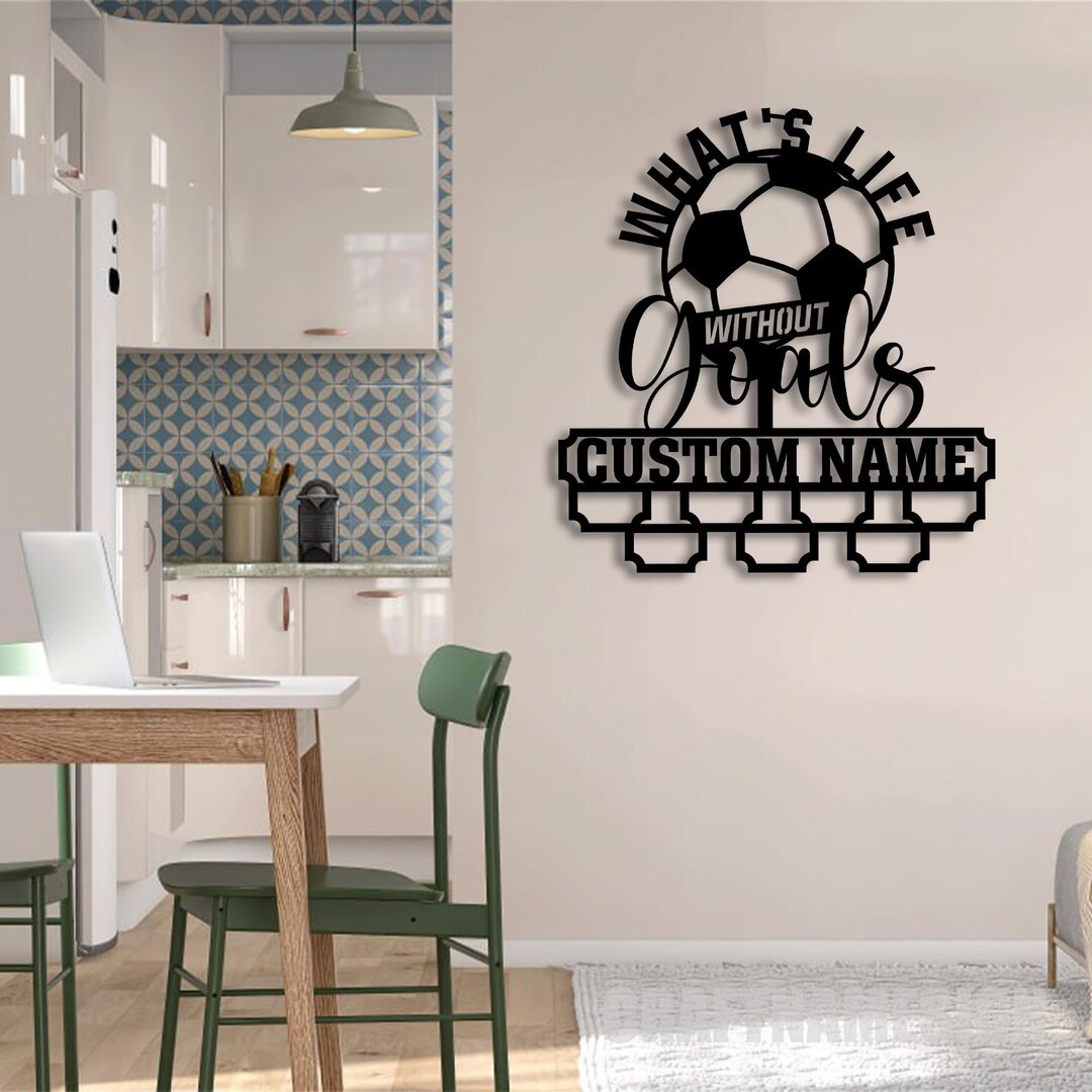 Custom Soccer Metal Wall Hanging, Soccer Led Medal Hanger Decorative ...