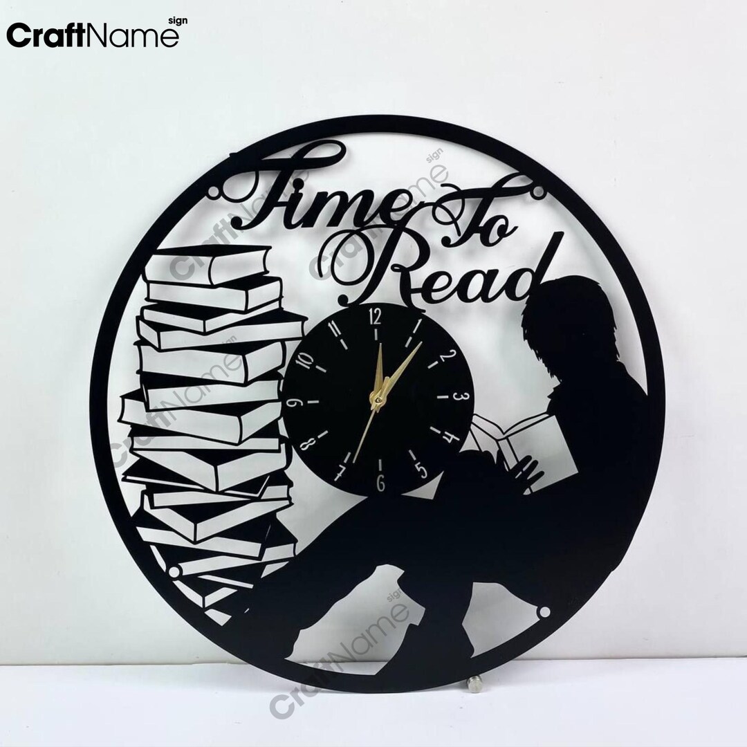 Boy Read Book Metal Wall Clock, Reading Book Wall Clock Unique for Home ...