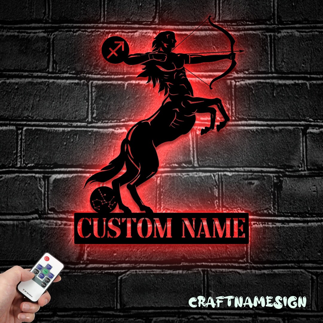 Custom Sagittarius Zodiac Symbol Constellation Star Metal Wall Art LED ...