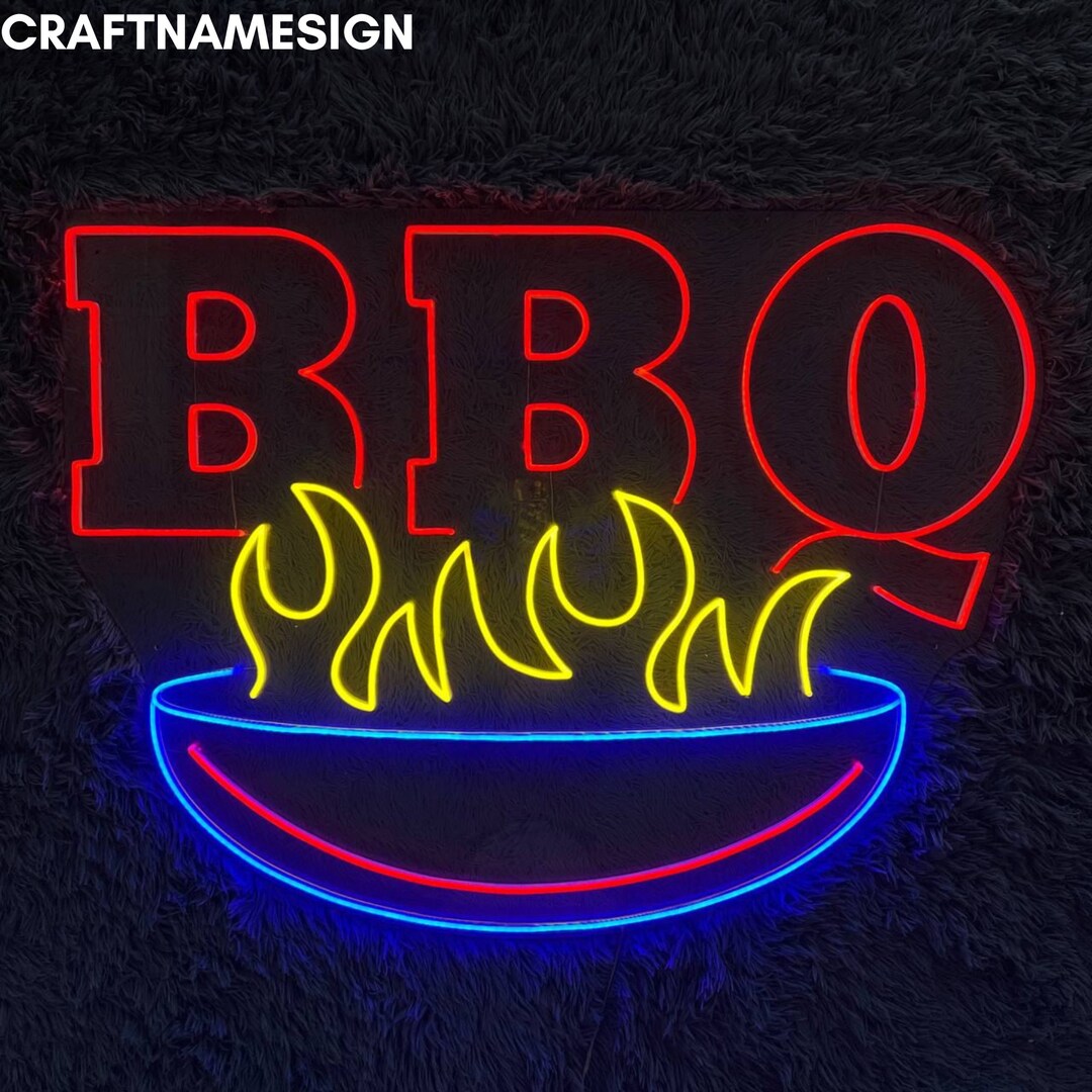 BBQ Grill Neon Sign, Hot Grill Steak House Grill Bar Led Sign, Custom ...