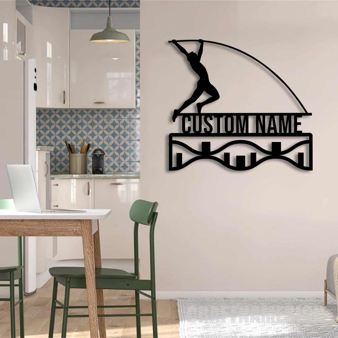 Custom Metal Pole Vaulting Medal Hanger Wall Art Light, Pole Vaulter ...