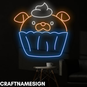 Puppy Cake Neon Sign, Puppy Cupcake Led Sign, Custom Neon Sign, Cupcake ...