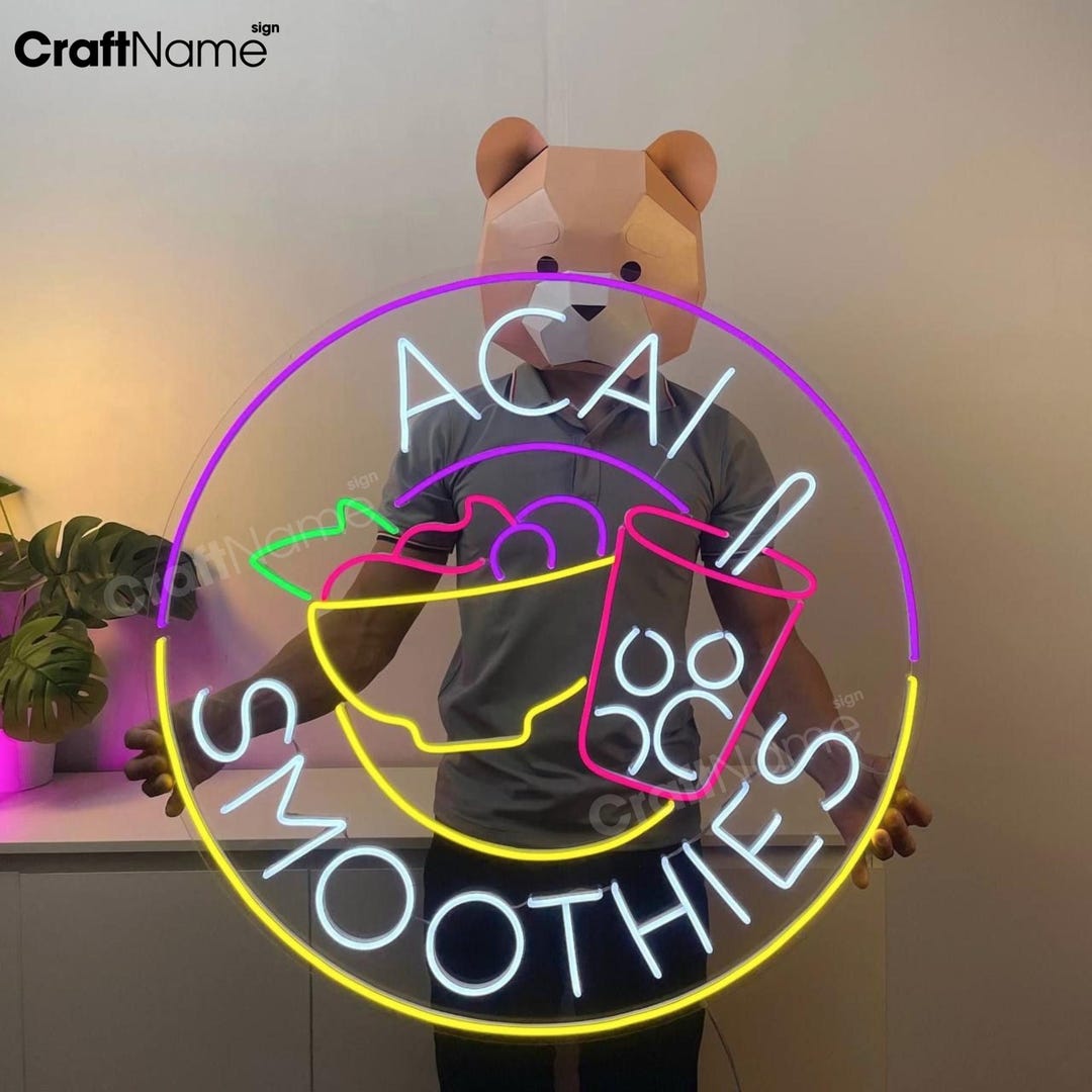 Acai Smoothies Led Neon Light, Brazilian Pure Acai Shop Neon Wall Decor ...