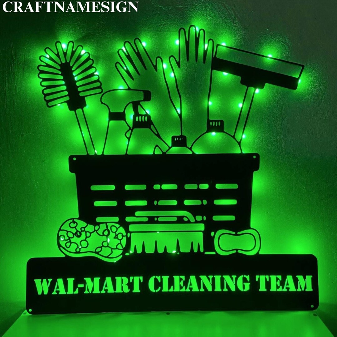 Personalized Cleaning Service Metal Wall Art LED Light, House Cleaning ...
